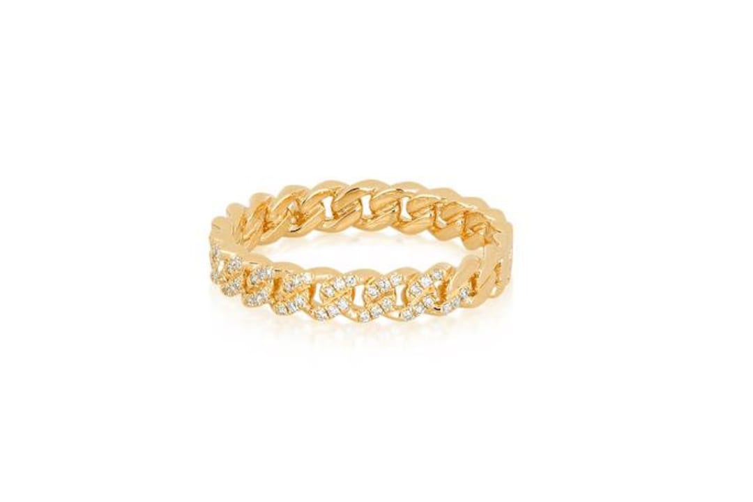 14K Solid Gold and Diamond Curb Link Ring - Etsy