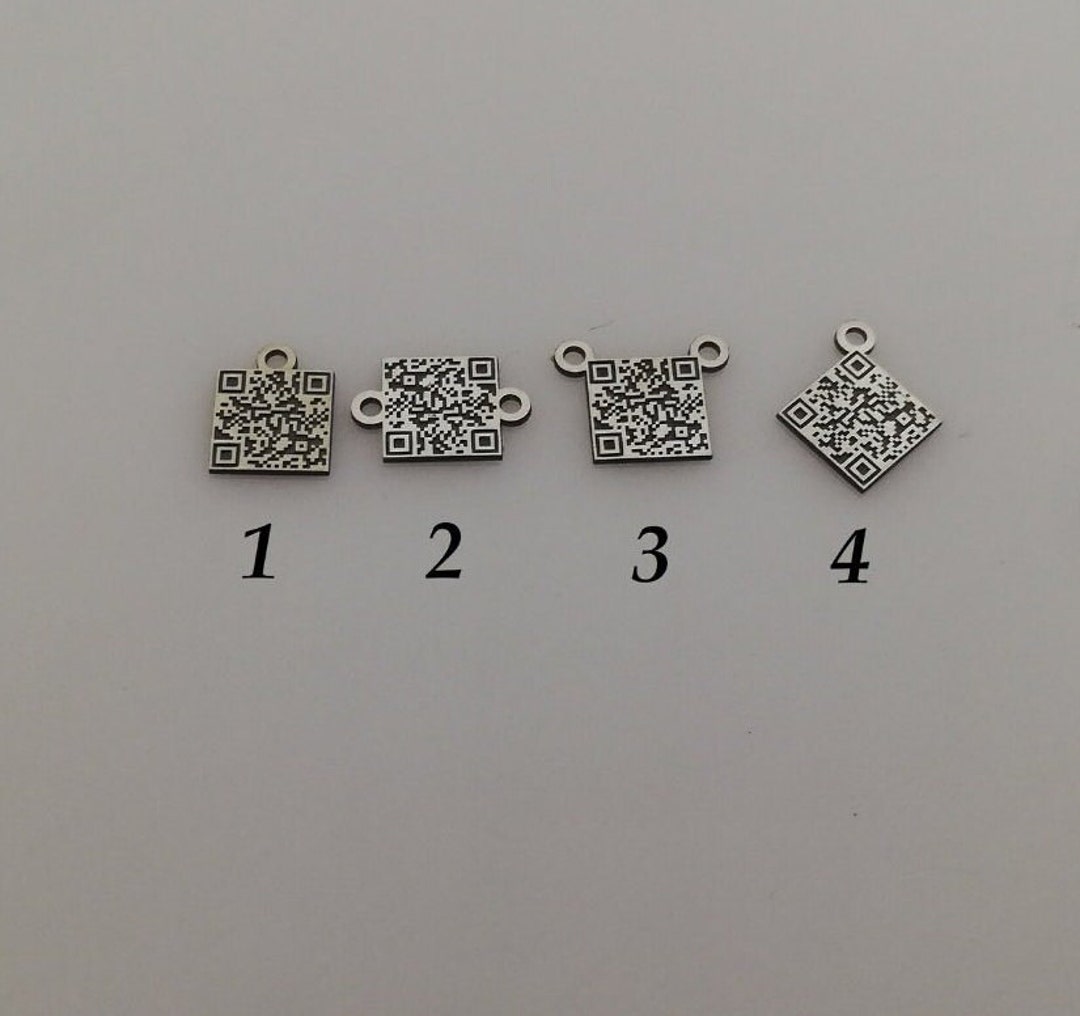 Engraved QR Code Logo Charm Tag: Silver or Gold With Hoops - Etsy