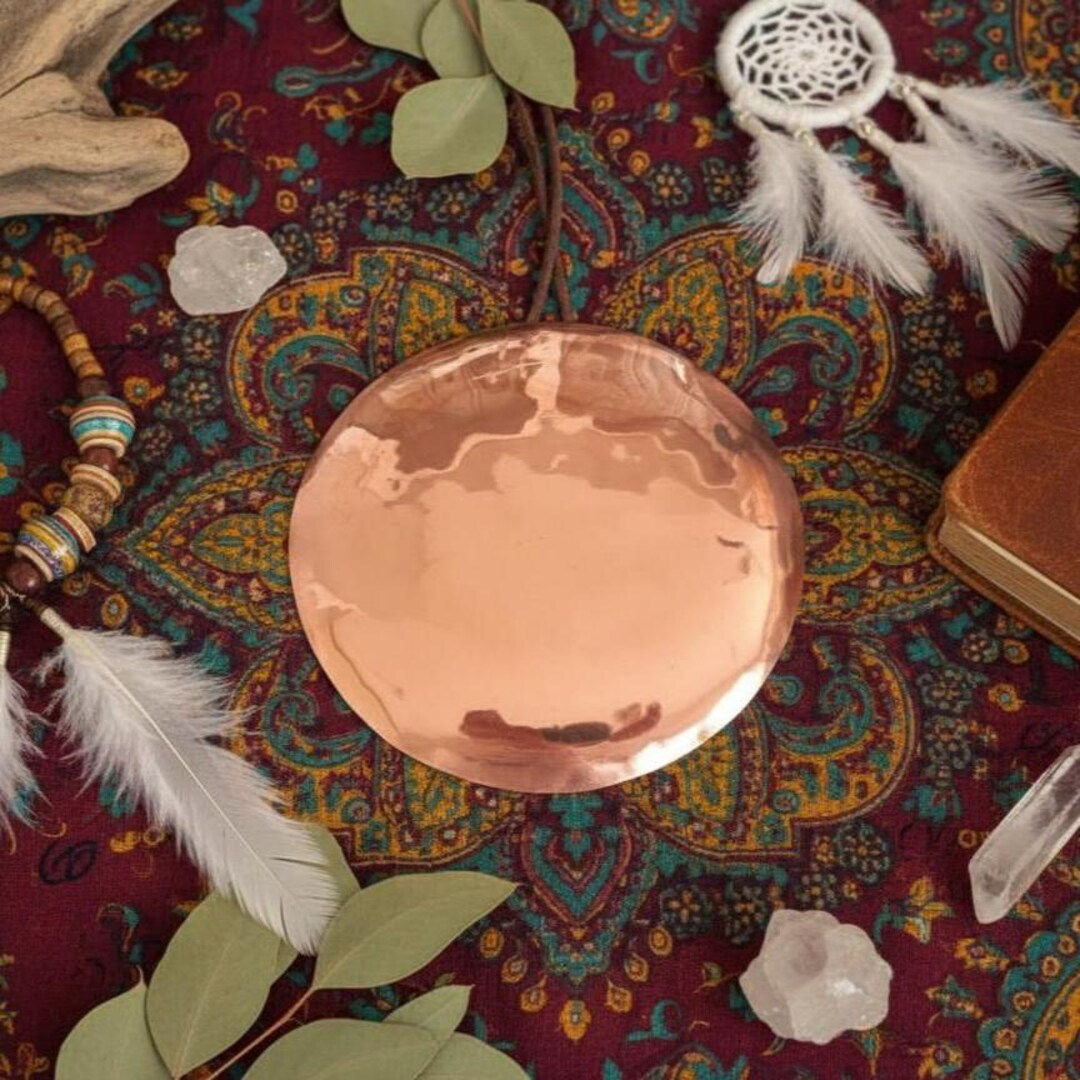 Tibetan Shaman Amulet Pendant - Copper Necklace With Melong Mirror for ...