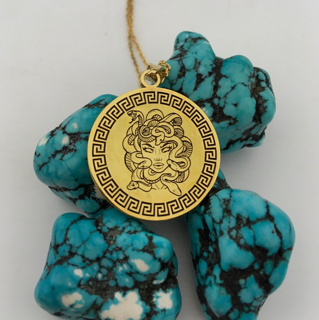 Medusa Name Necklace the Gorgon Two Side Antique Ancient Greek ...