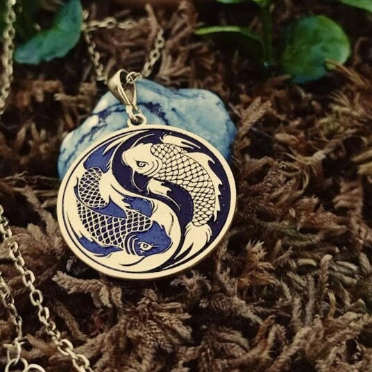 Koi Fish Yin Yang Necklace, Yinyang Necklace, Tui and La Necklace, Yin ...