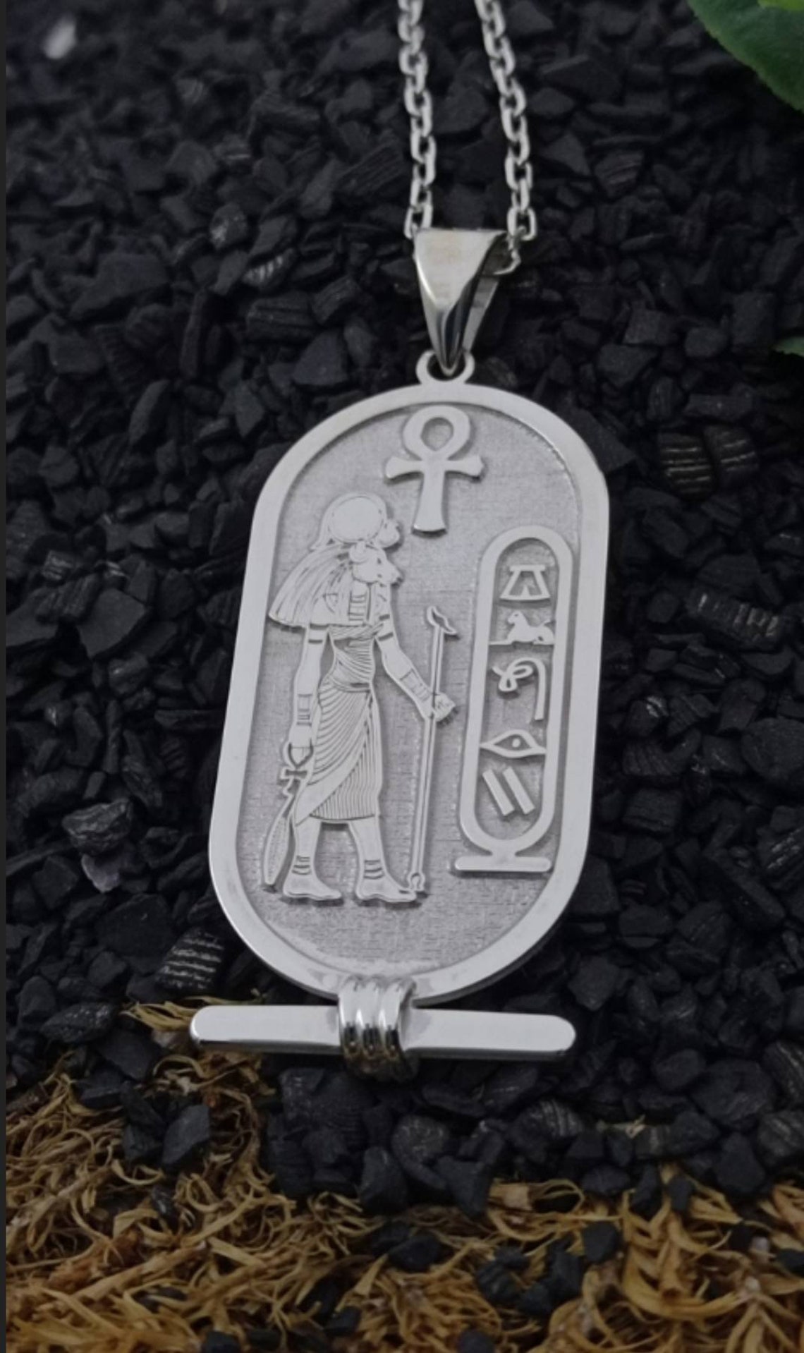 Custom Sterling Silver Egyptian Cartouche Necklace - Goddess Sekhmet ...