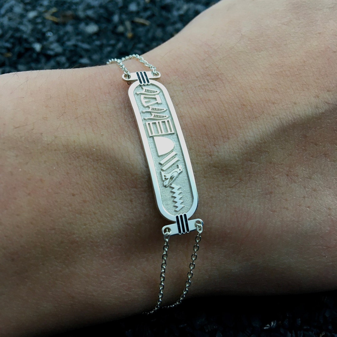Silver Egyptian Cartouche Bracelet, Ancient Egyptian Jewelry ...
