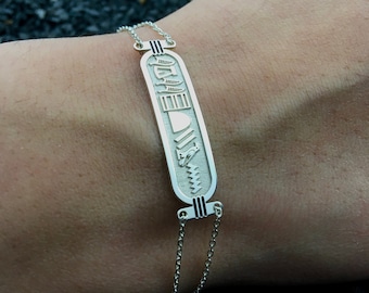 Egyptian Cartouche God Bastet Necklace, Hieroglyph Necklace Jewelry ...
