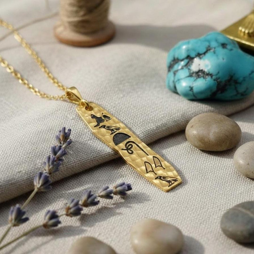 Custom Sterling Silver Egyptian Cartouche Necklace: Hieroglyphic ...