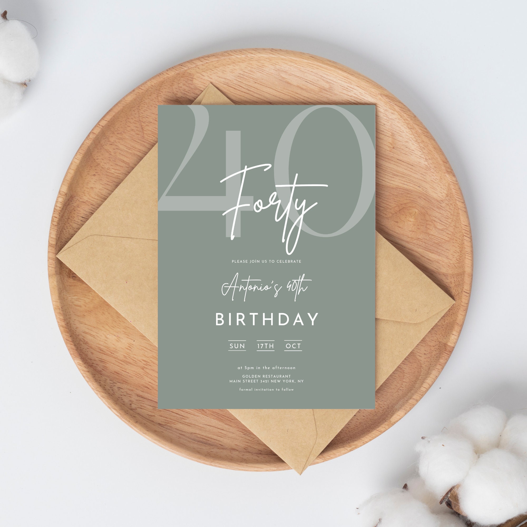 Forty 40th Birthday Invitation, Phone 40th Invitation, Editable 40th ...