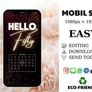 Electronic Hello Fifty 50th Birthday Invitation, Animated Birthday ...