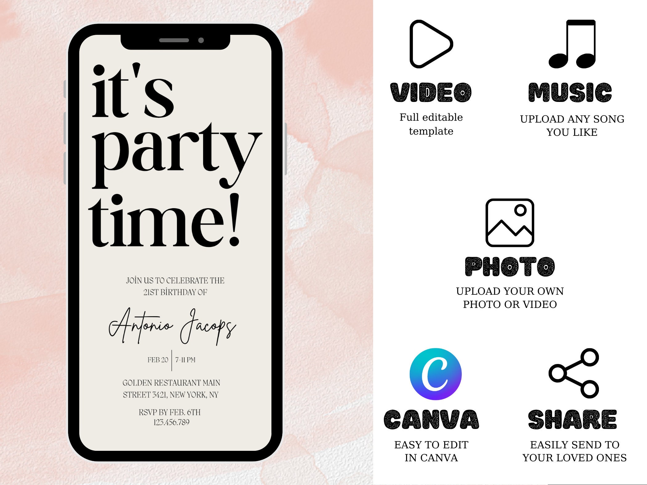 Electronic It's Party Time Invitation, Animated Birthday Invitation ...