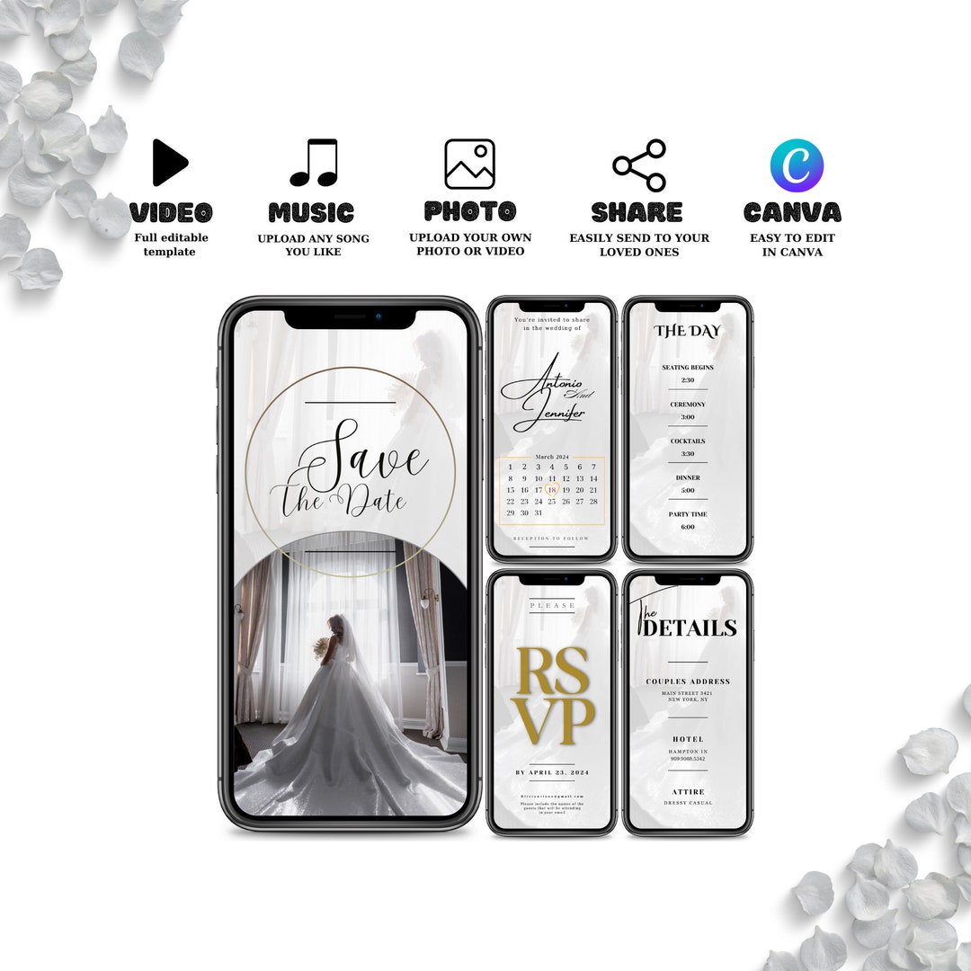 Wedding Save the Date Digital Video Invitation, Animated Wedding ...