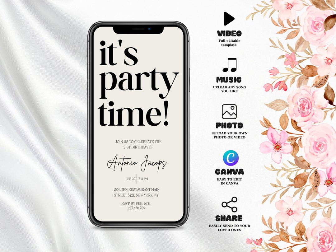 Electronic It's Party Time Invitation, Animated Birthday Invitation ...