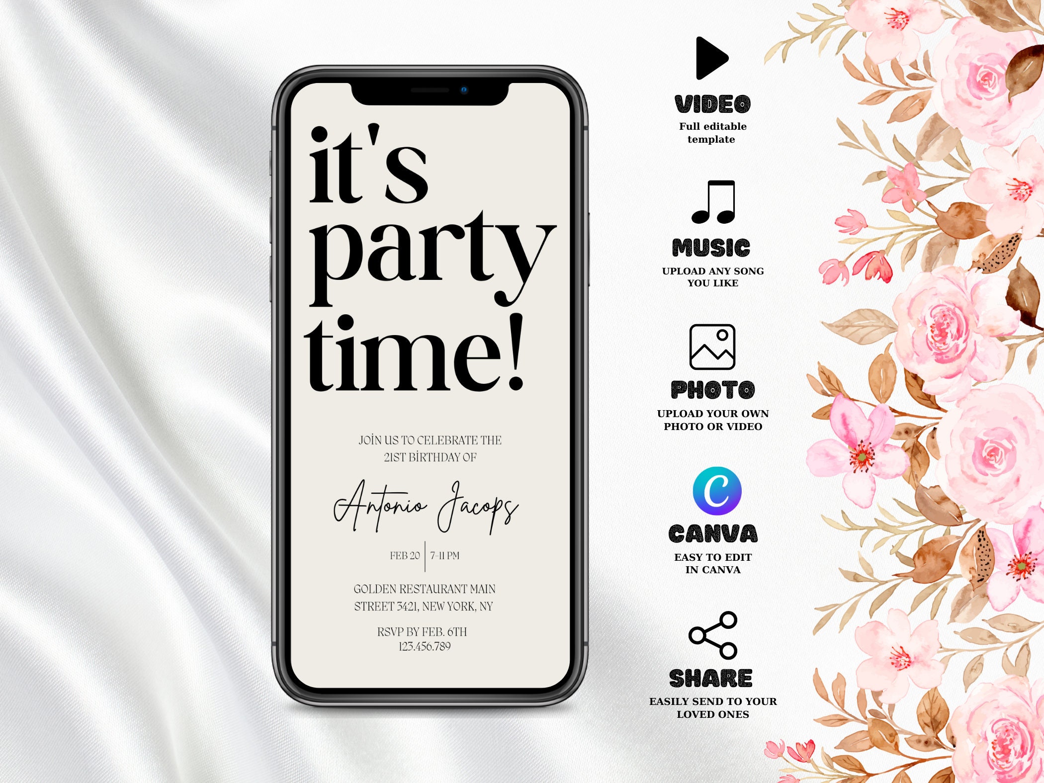 Electronic It's Party Time Invitation, Animated Birthday Invitation ...