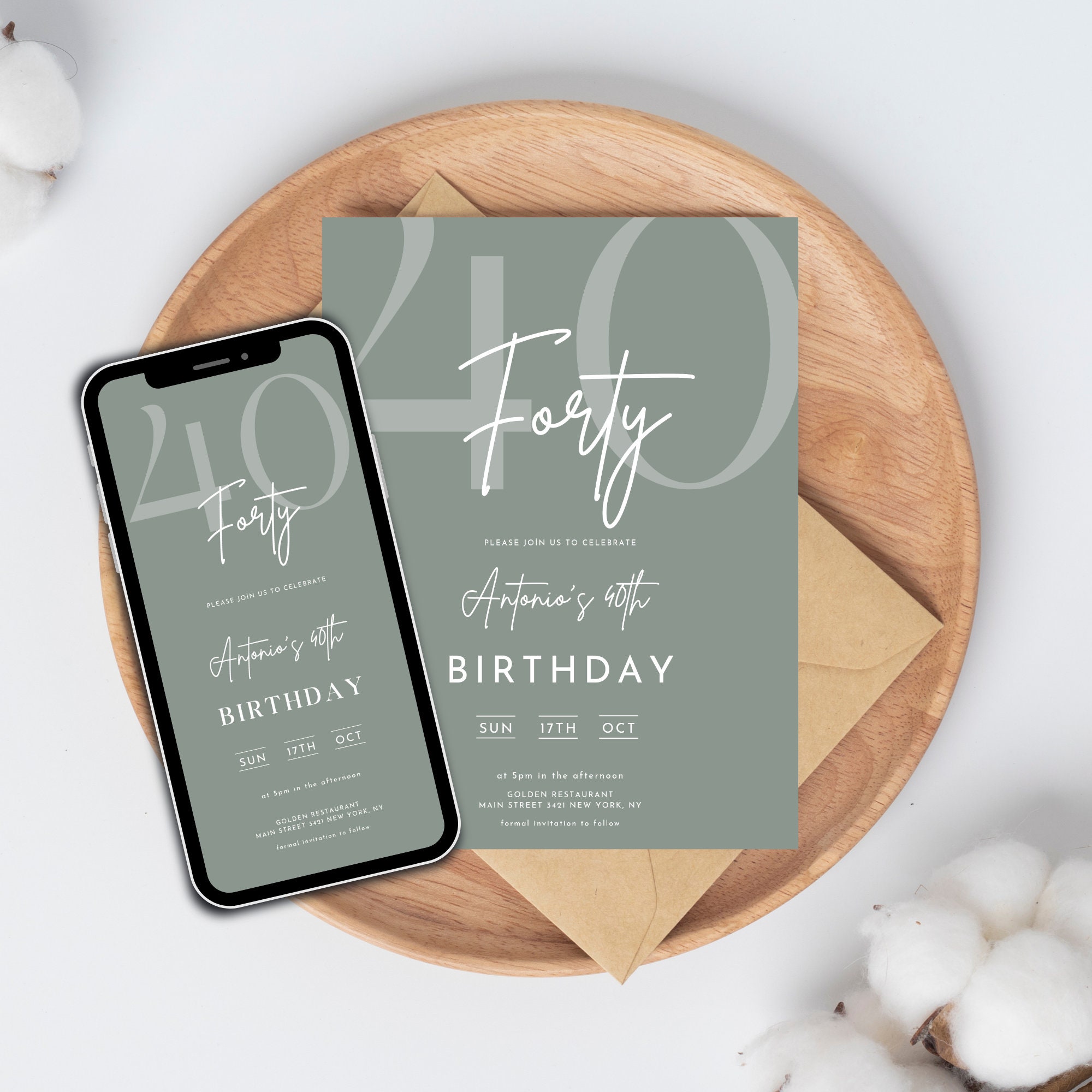 Forty 40th Birthday Invitation, Phone 40th Invitation, Editable 40th ...