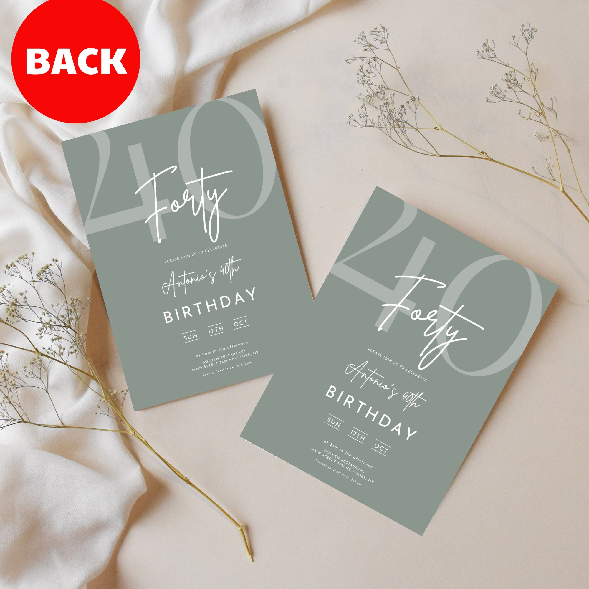 Forty 40th Birthday Invitation, Phone 40th Invitation, Editable 40th ...