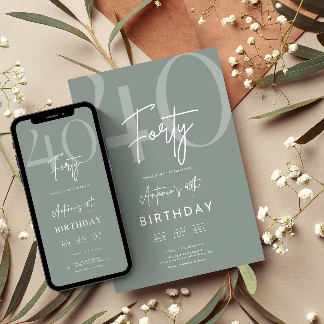 Forty 40th Birthday Invitation, Phone 40th Invitation, Editable 40th ...