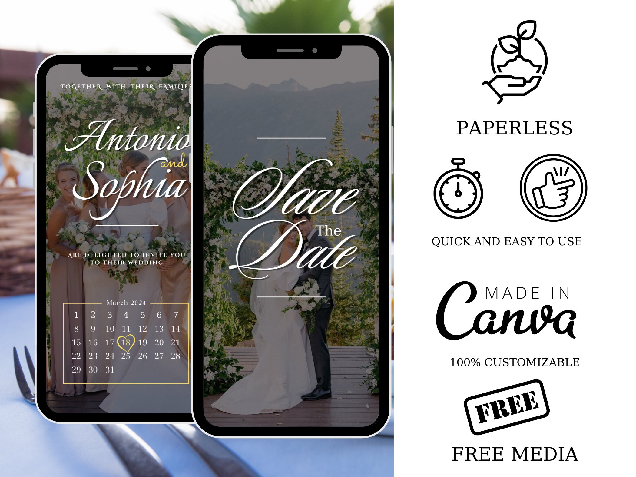 Wedding Save the Date Digital Video Invitation, Animated Wedding ...