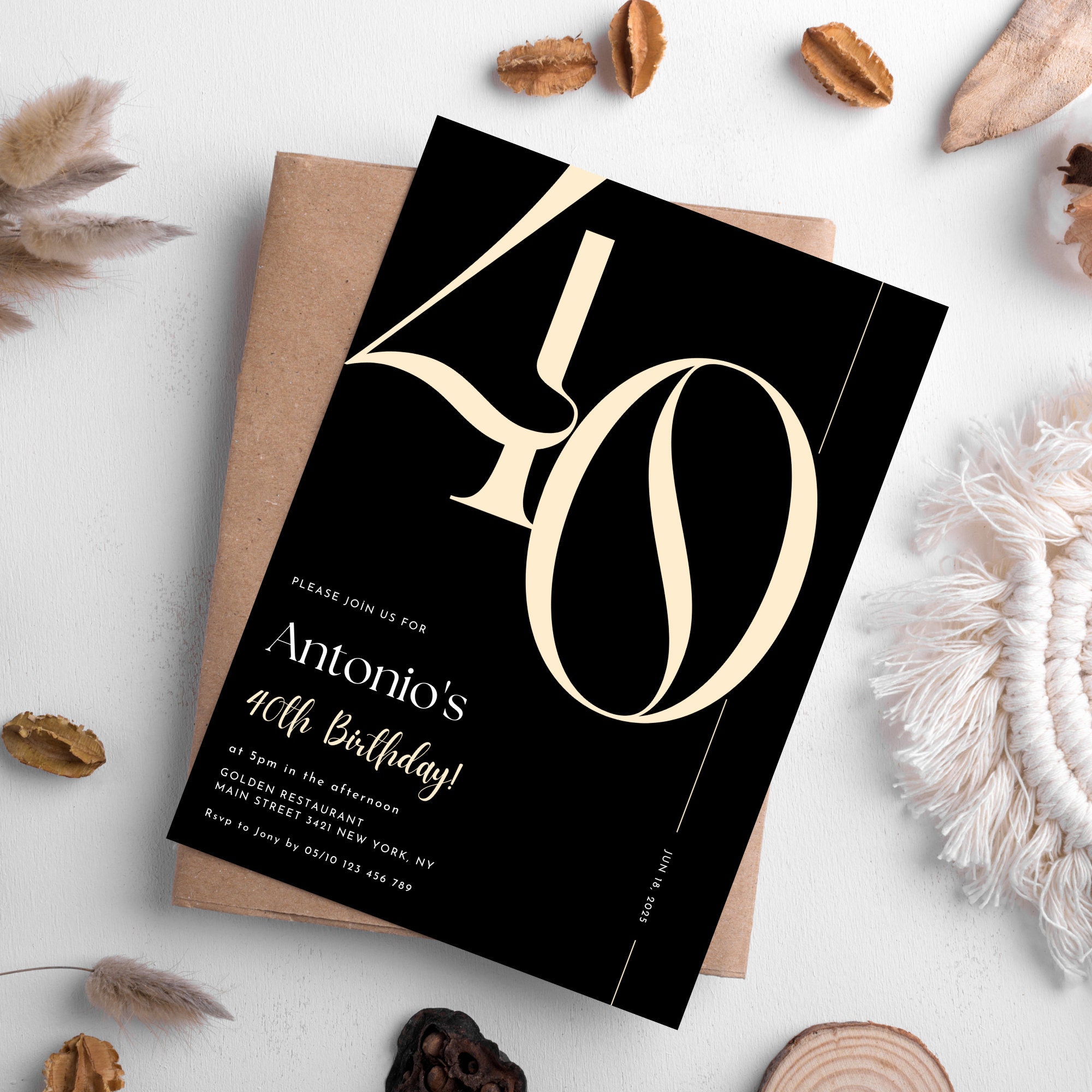 Forty 40th Birthday Invitation, Phone 40th Invitation, Editable 40th ...