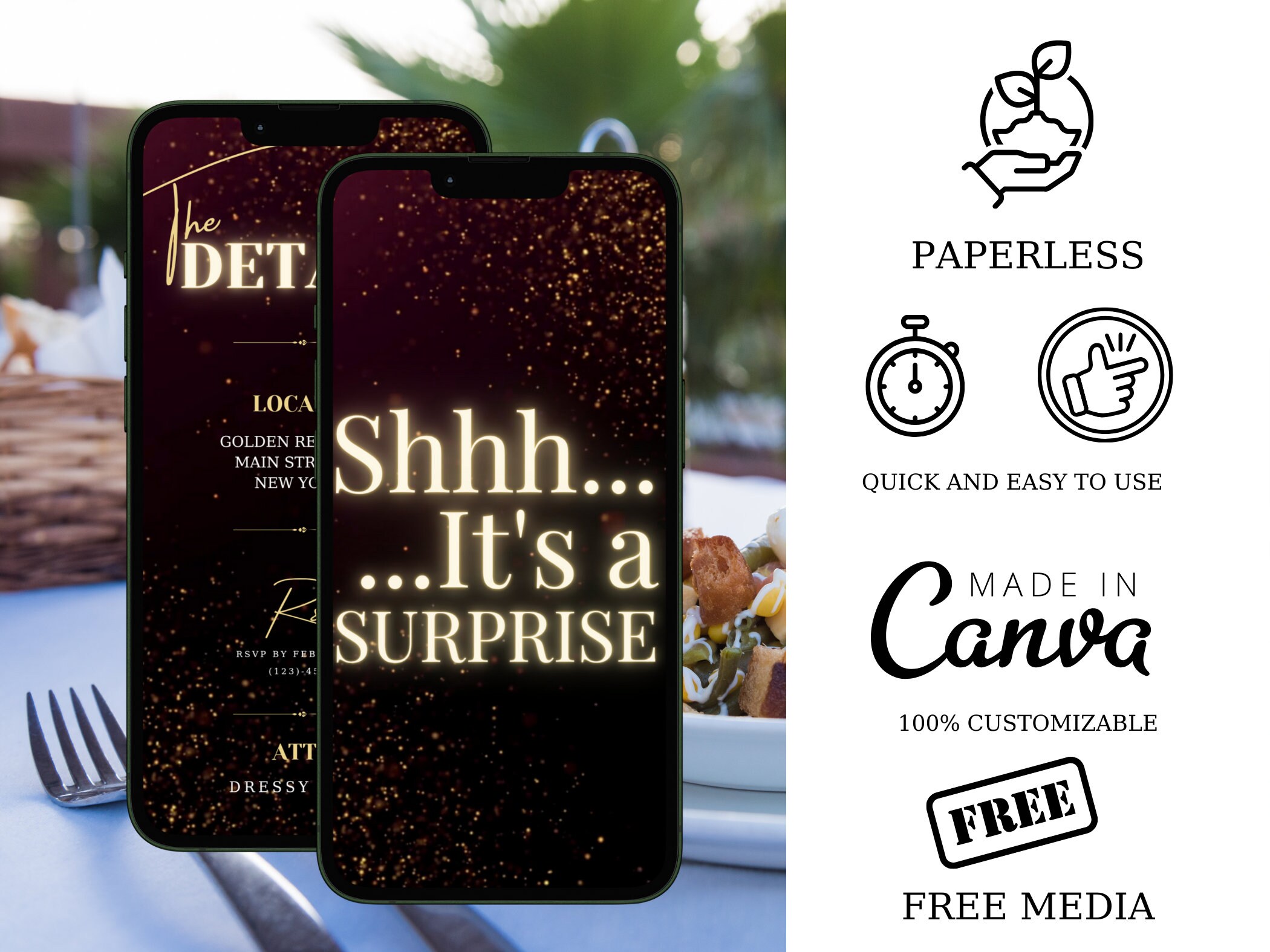 Shhh Surprise Party Invitation, Digital Animated Birthday Invite, Shhh ...