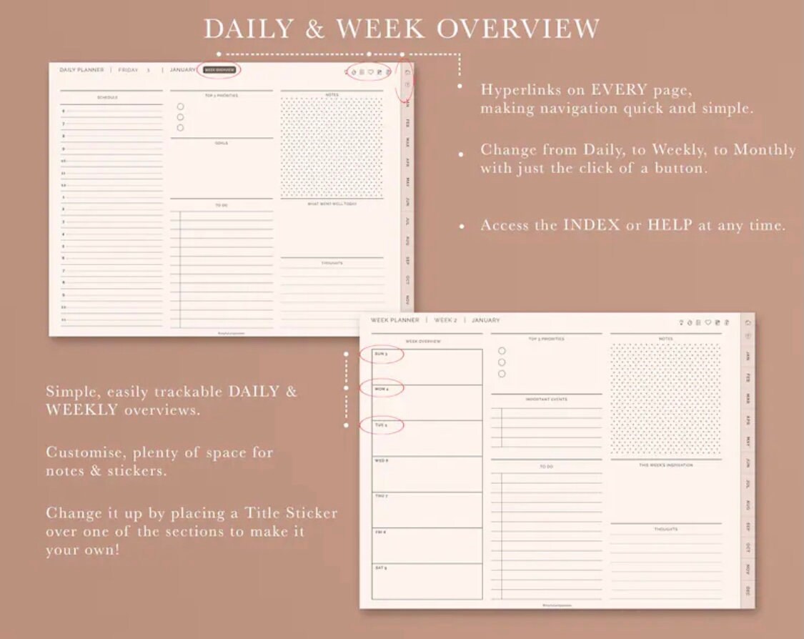 Digital Planner Goodnotes 2021 Minimal Boho Planner Daily Planner ...