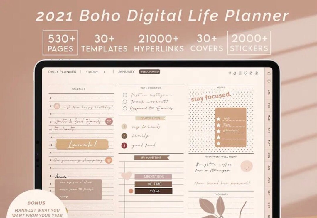 Digital Planner Goodnotes 2021 Minimal Boho Planner Daily Planner ...