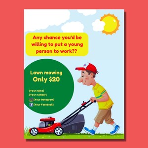 Lawn Mowing Flyer - Lawn Mowing Business - Nice Kid Flyer - Custom and ...