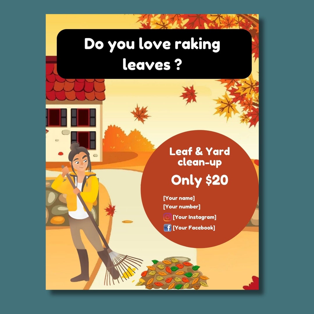 Leaf Clean-up Flyer - Girls Autumn Fall Leaves Business - Custom and ...