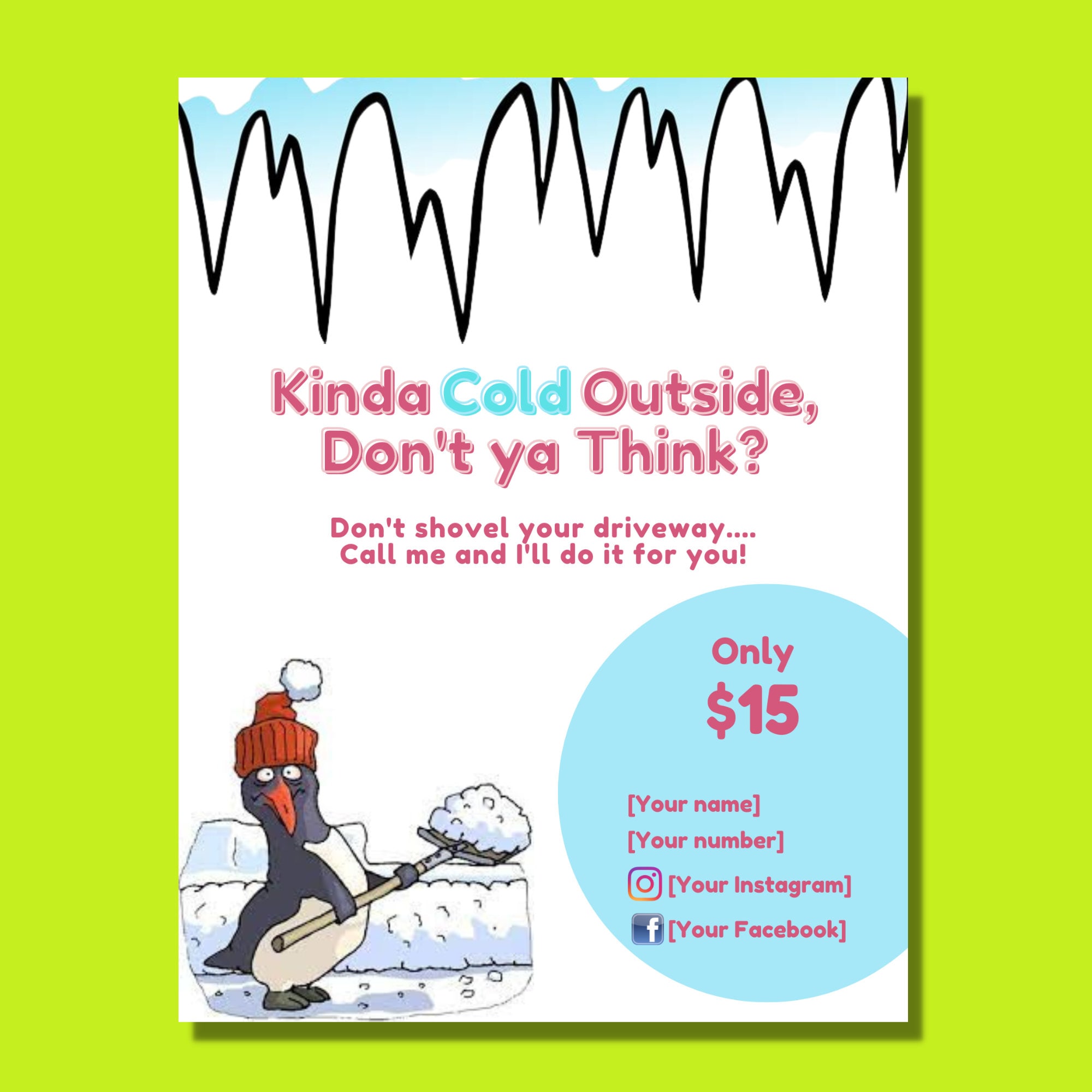 Snow Shovel Flyer - Show Removal Flyer - Teen Entrepreneur Business ...