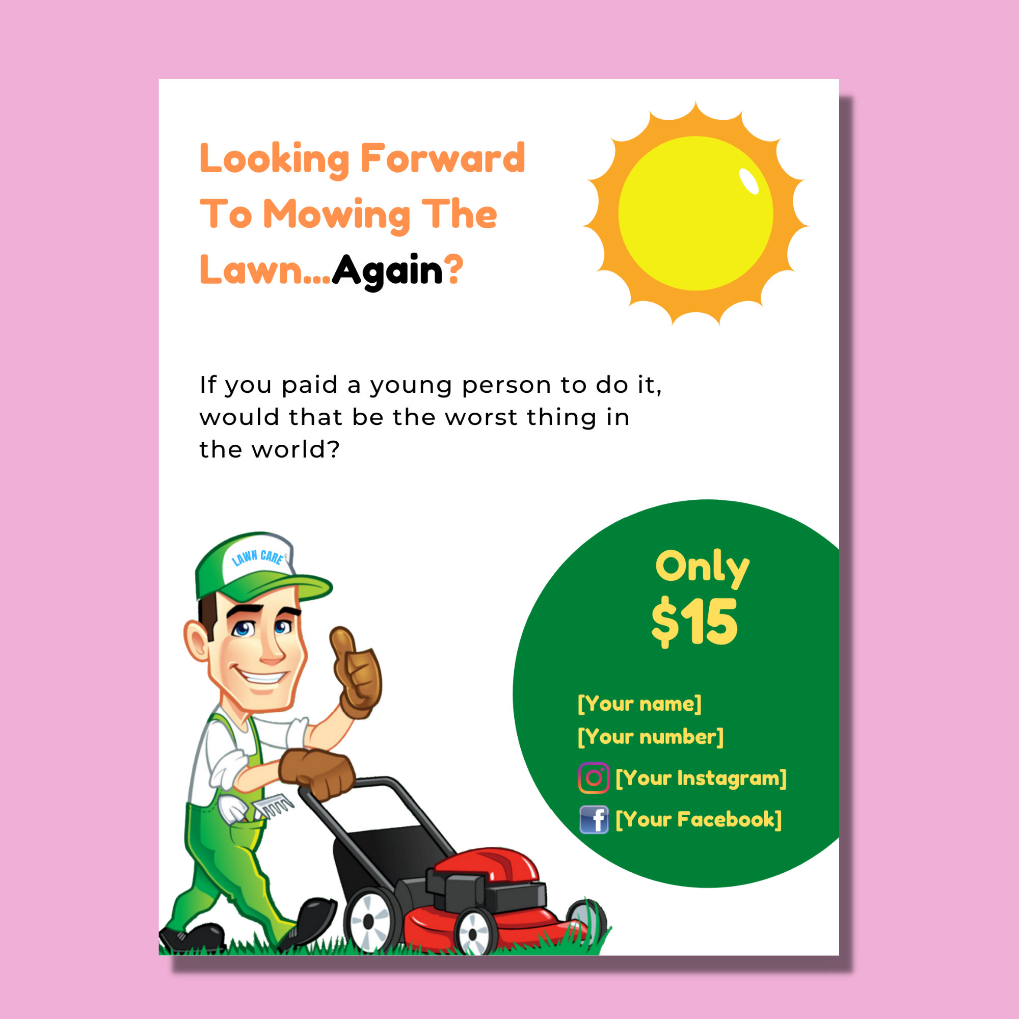 Lawn Mowing Business Flyer - Landscaping Flyer - Digital Download ...