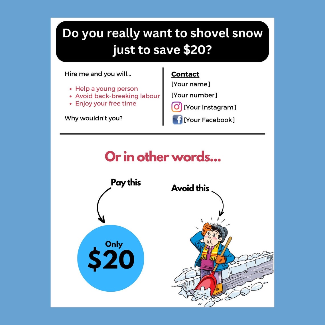 Snow Shovel Flyer Show Removal Flyer Teen Entrepreneur Business Digital ...