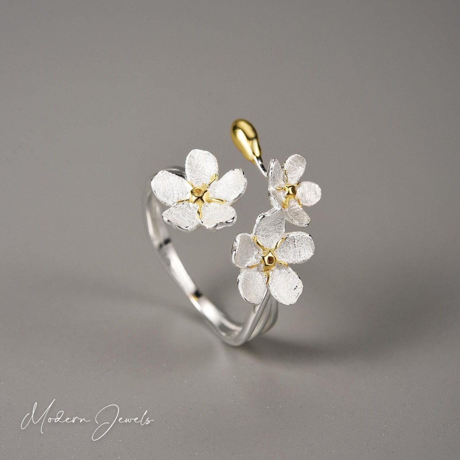 Forget Me Not Flower Ring, 925 Sterling Silver Adjustable Ring - Etsy
