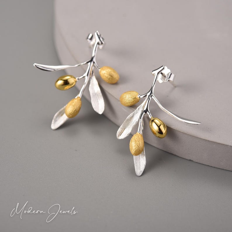 Olive Tree Sterling Silver Earrings - Etsy