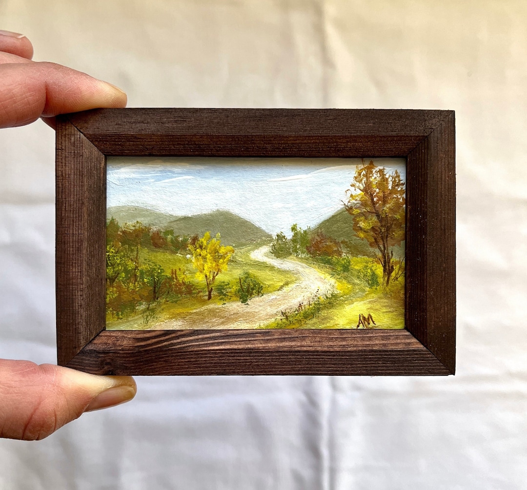 Miniature Framed Painting, Original Acrylic Painting, Wooden Framed ...
