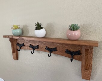 Craftsman Mission Arts and Crafts Entryway Coat Rack towel Rack Shelf dragonfly Hooks Etsy