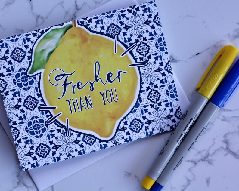 Graphic Lemon Greeting Card With Envelope Blank Inside - Etsy