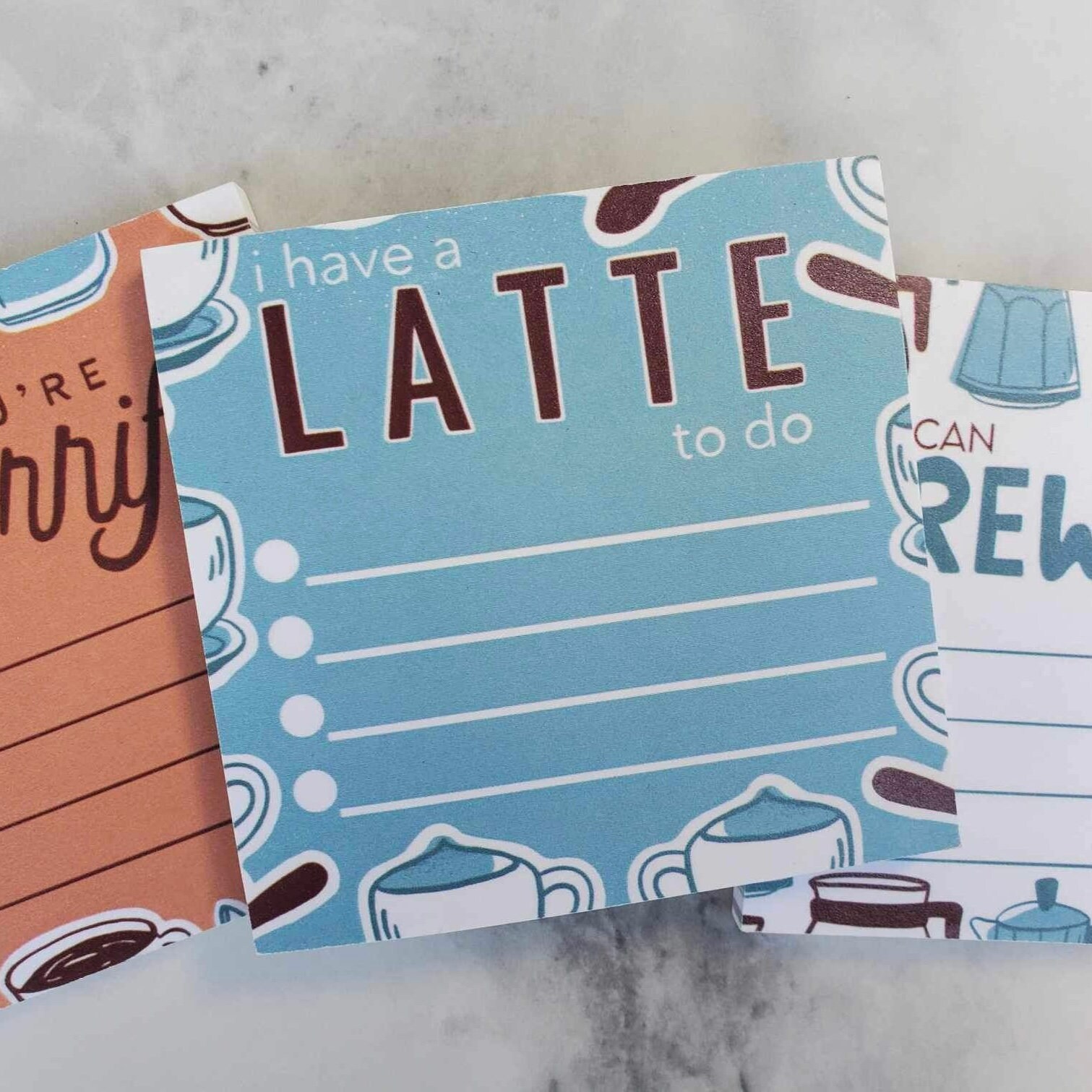Coffee Tea Cafe Themed Sticky Notes Latte to Do Tea-rrific Cute Sticky ...
