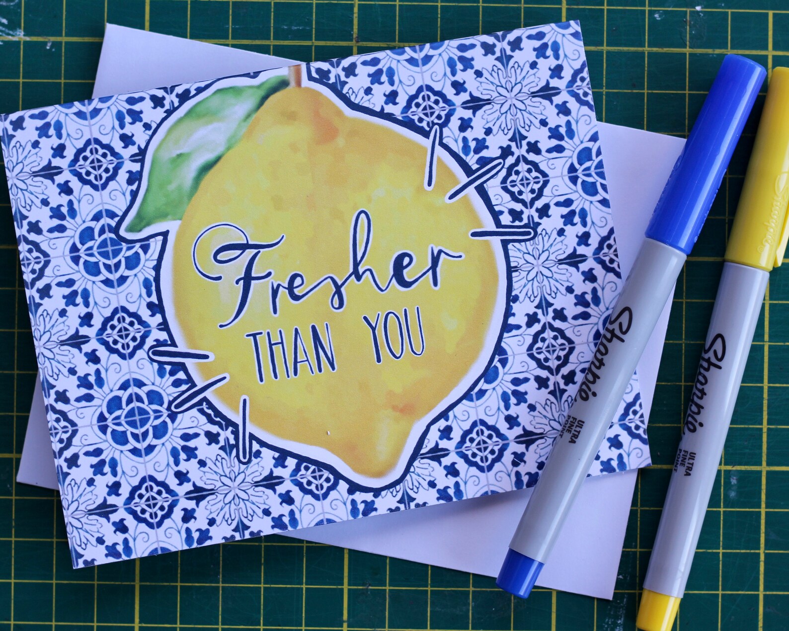Graphic Lemon Greeting Card With Envelope Blank Inside - Etsy