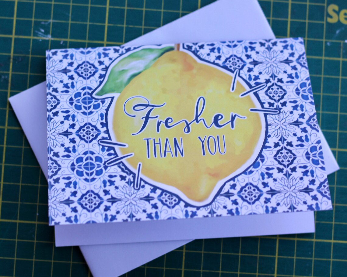 Graphic Lemon Greeting Card With Envelope Blank Inside - Etsy