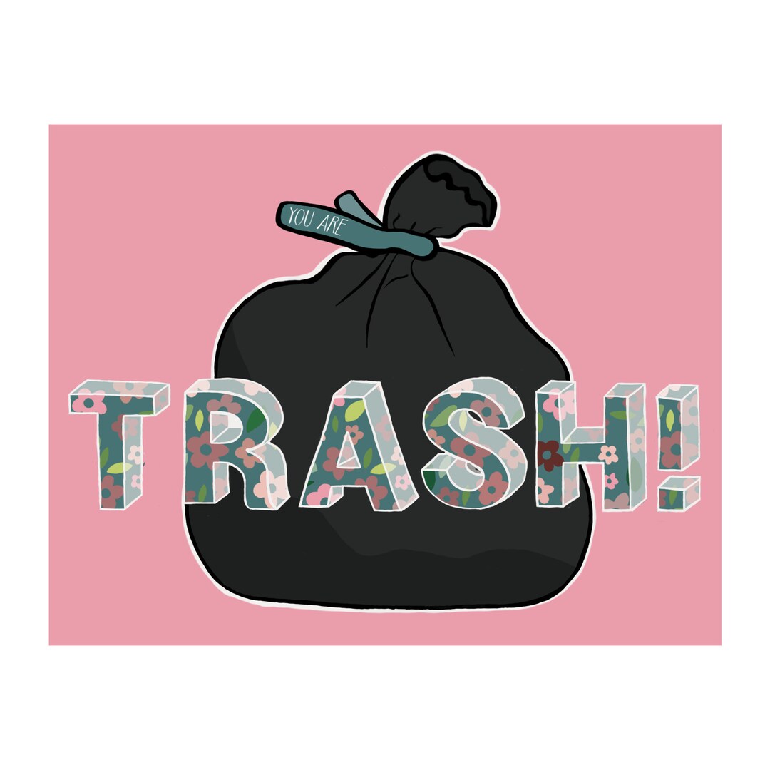 Graphic Trash Bag Greeting Card With Envelope Blank Inside Note Cards ...