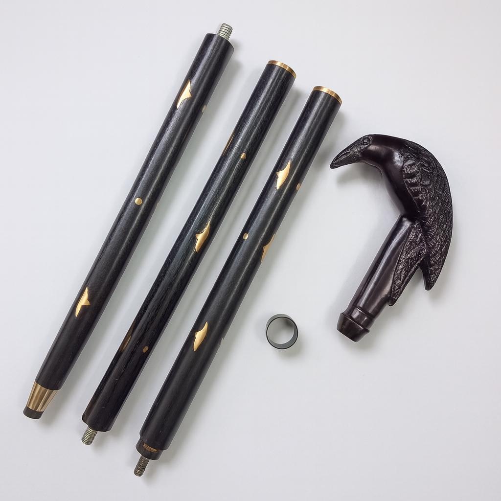 Black Raven Walking Cane, Personalized Solid Wood Walking Stick for Men ...