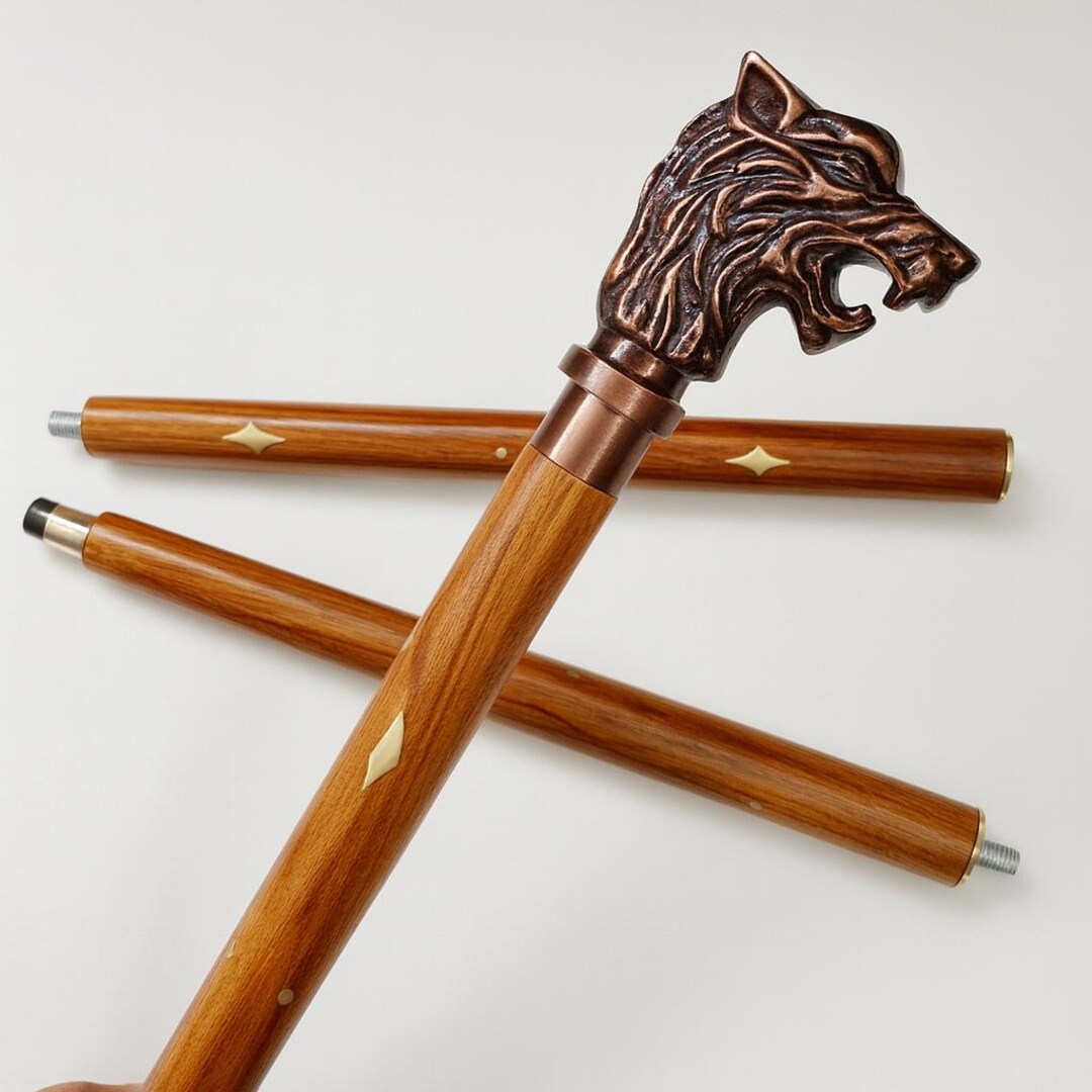 Wolf Head Walking Stick – Custom Engraved Walking Stick Wolf Handle ...