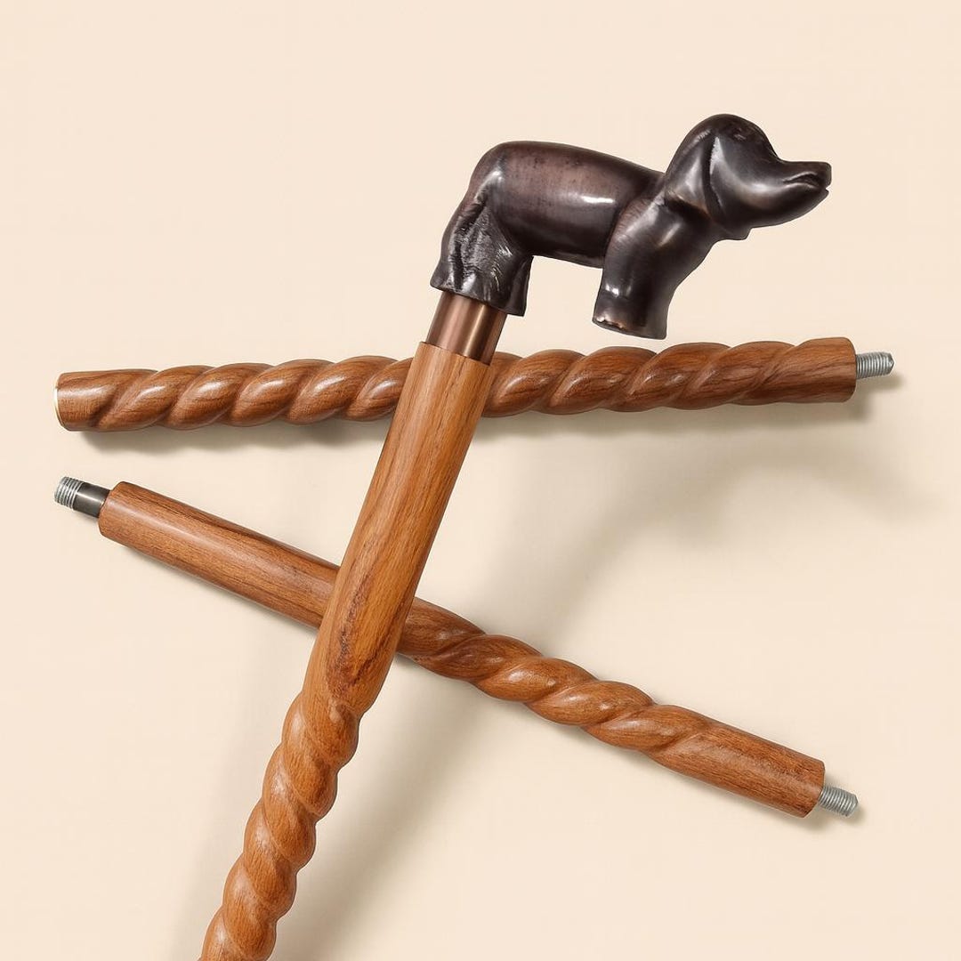 Personalized Wooden Walking Stick, Foldable Wooden Stick, Animal Handle ...