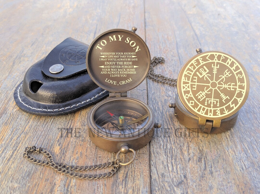 Nordic Compass, Viking Vegvisir Engraved Compass, Norse Mythology ...