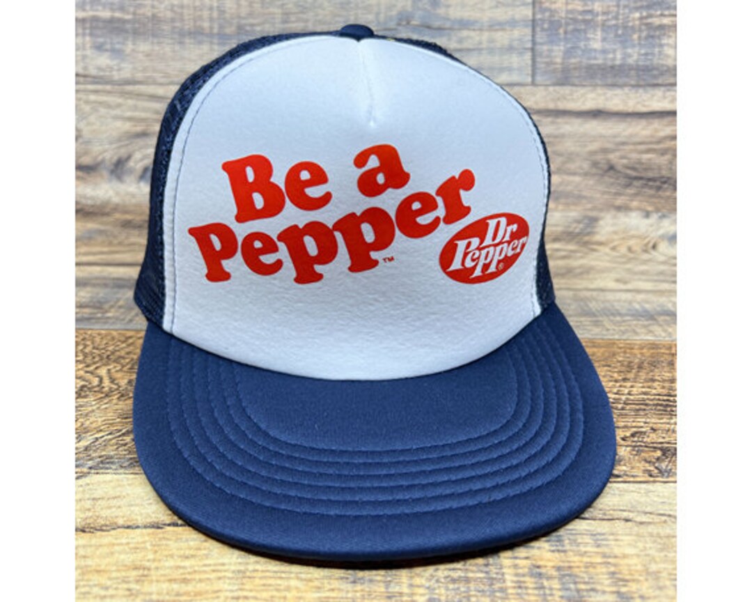 Retro Dr. Pepper Mens Trucker Hat Navy Snapback 80s Bumper - Etsy