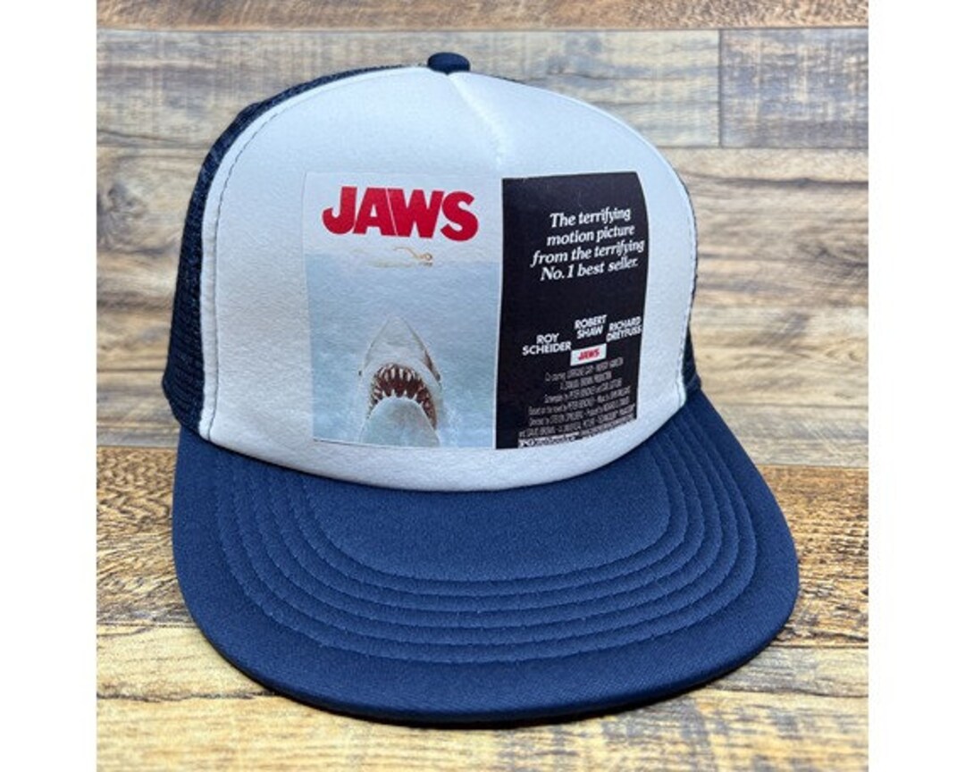 Retro JAWS Mens Trucker Hat Black Snapback Shark Attack Boat - Etsy