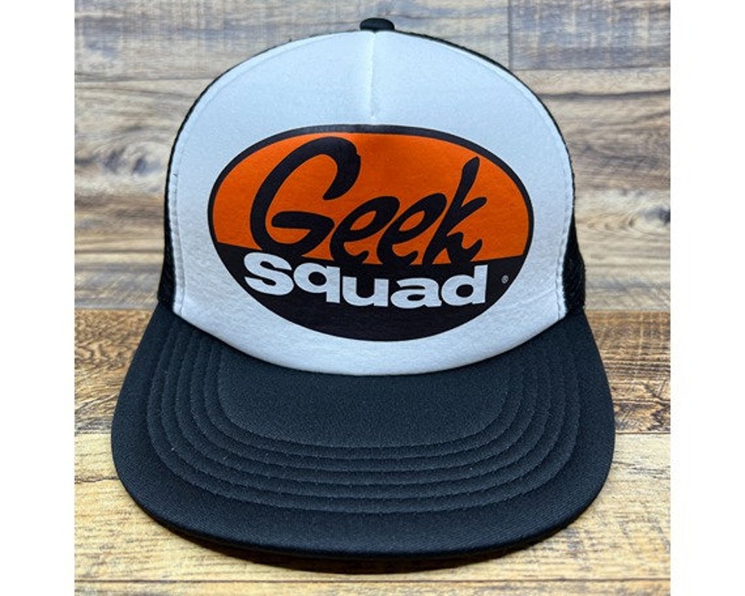 Geek Squad Mens Trucker Hat Black Snapback Retro Logo Flat - Etsy