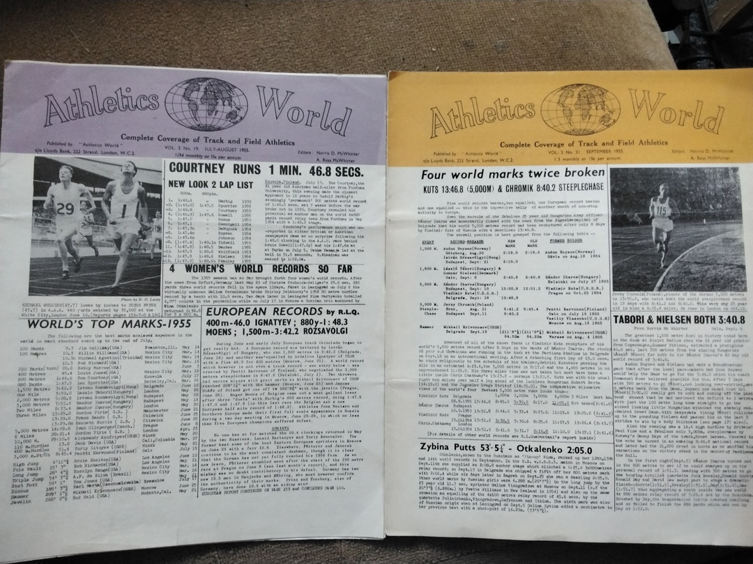 ATHLETIC WORLD MAGAZINES 1955 (x 2) - Etsy
