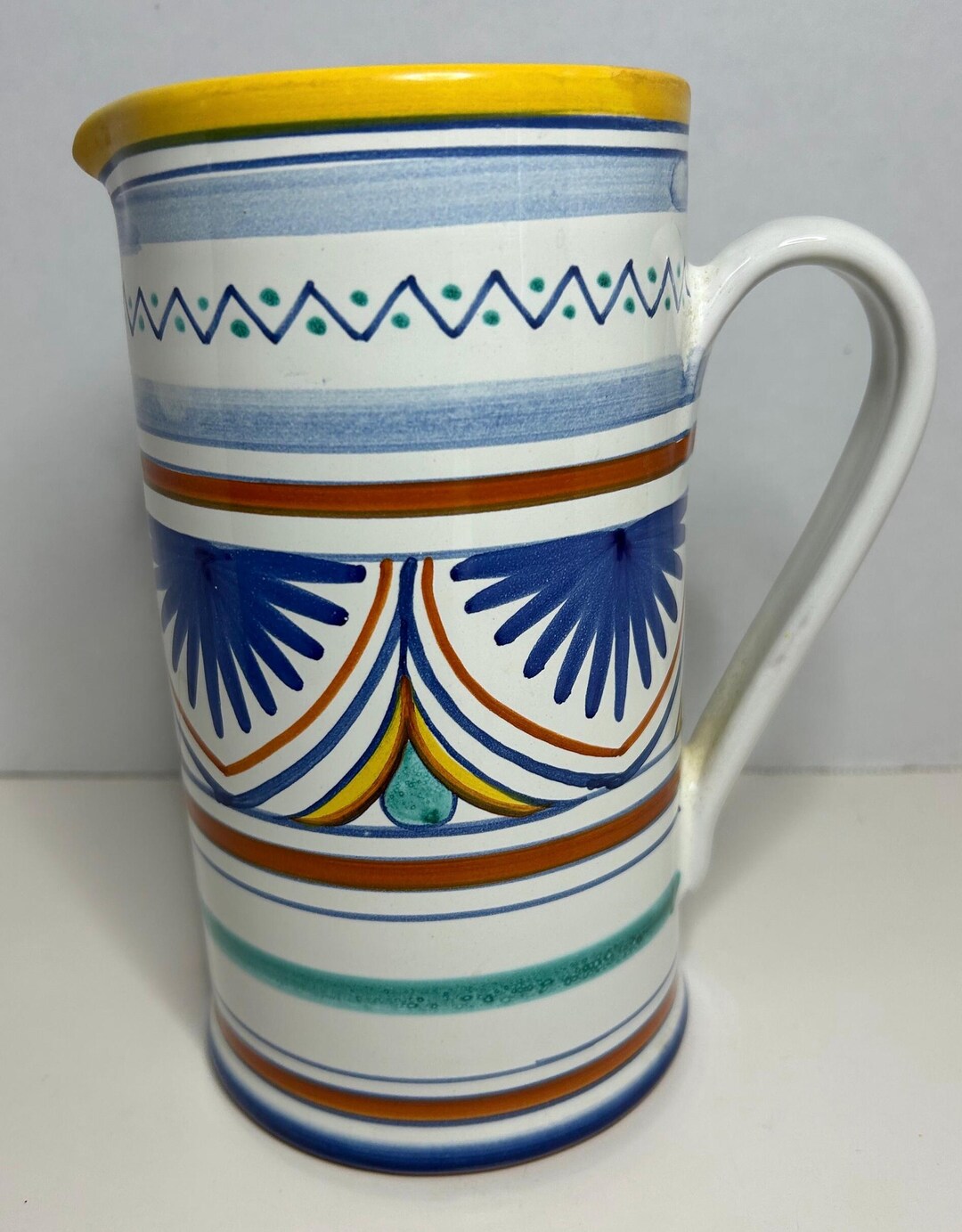 Italian Brightly Hand Painted 8” Tall Pitcher - Etsy