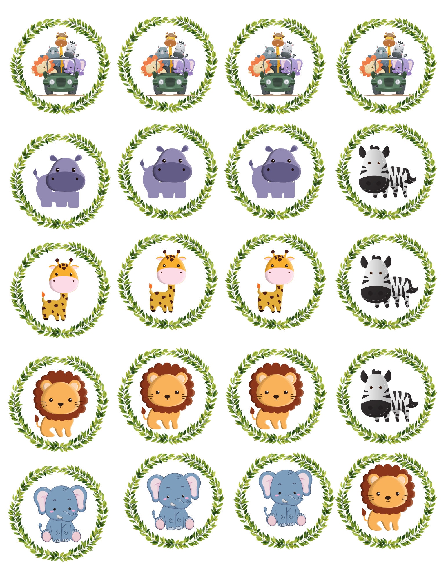 Printable Safari Cupcake Toppers