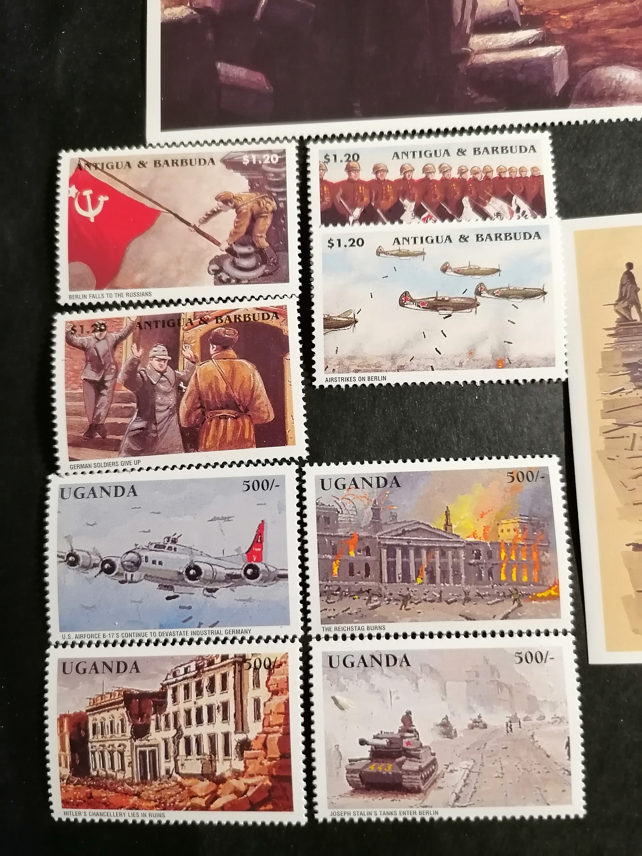 Postage Stamps. WW2 Compilation, Rare Postage Stamps . Uganda, Antigua ...