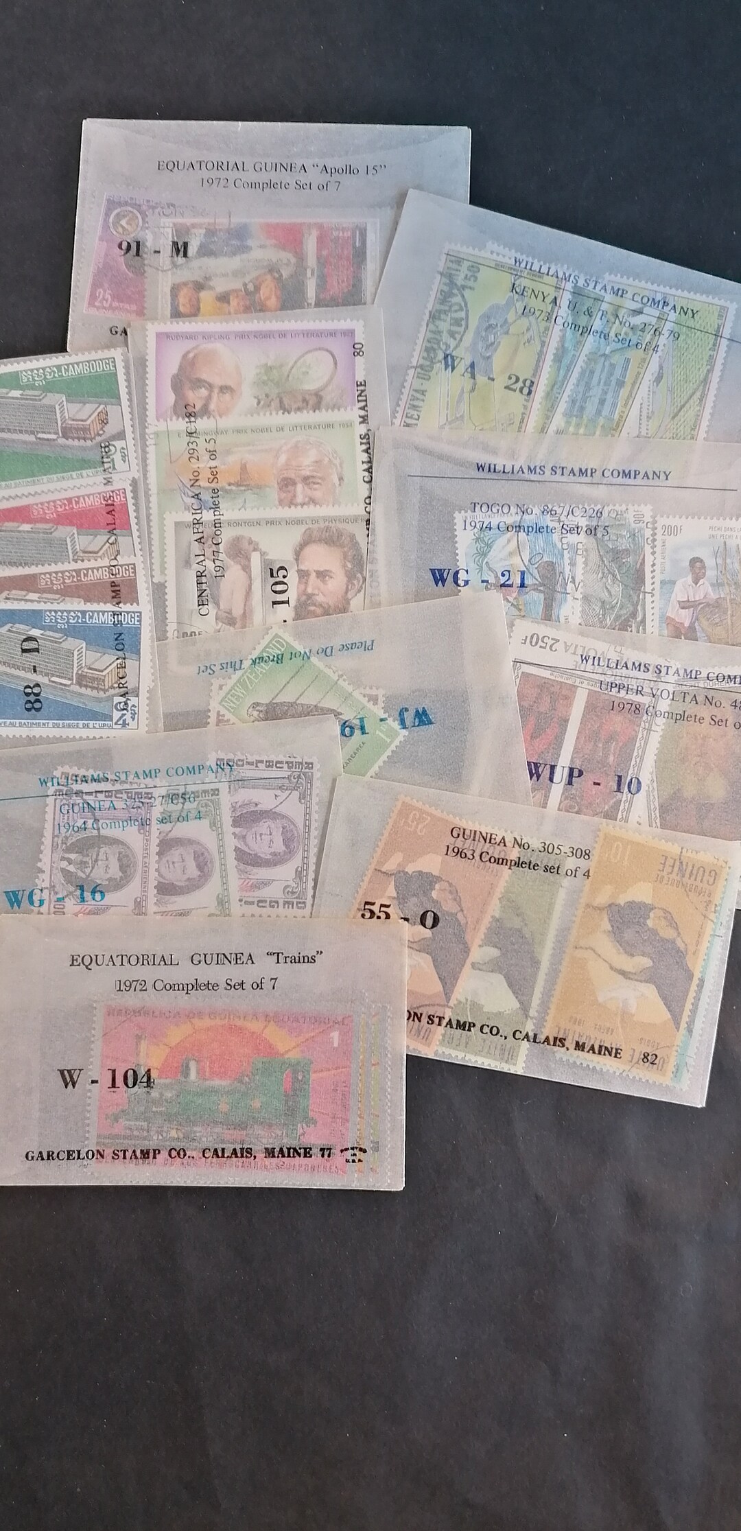 World Postage Stamps. 10 Complete Series of Stamps. Timbres. Philately ...