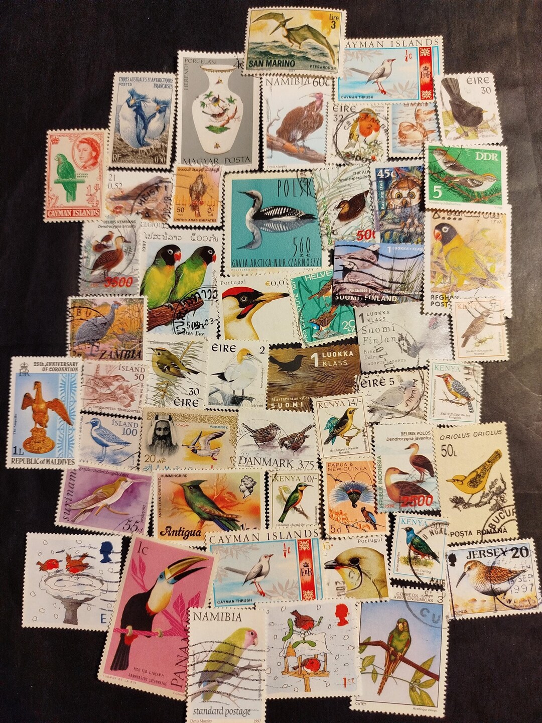 Postage Stamps. World Postage Stamps, Birds Compilation. Philately ...